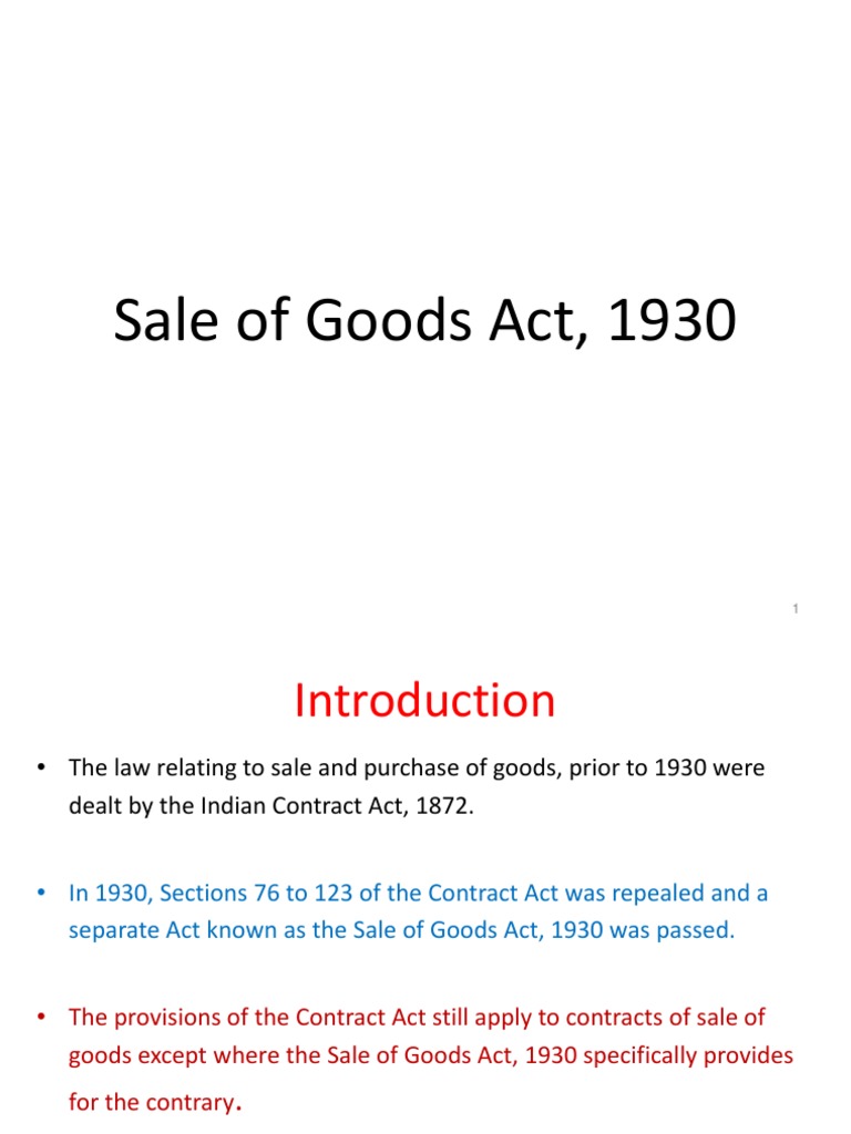 L 1 Sales Act | PDF | Law And Economics | Law Of Obligations