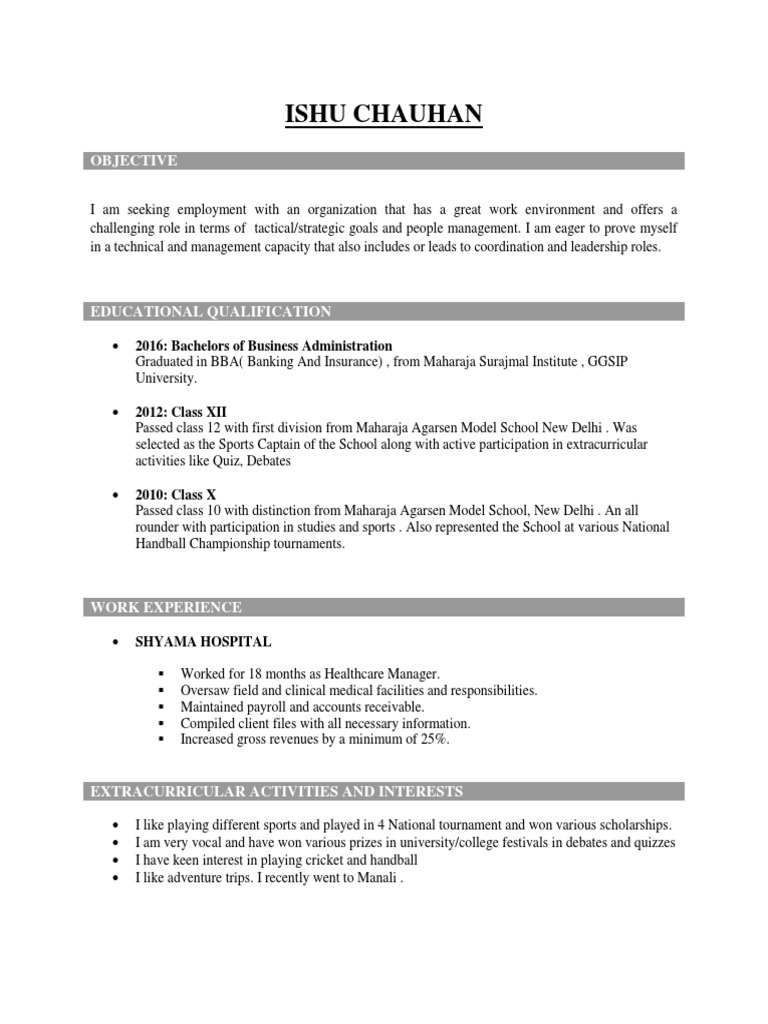 Ishu Resume | PDF | Employment | Health Care