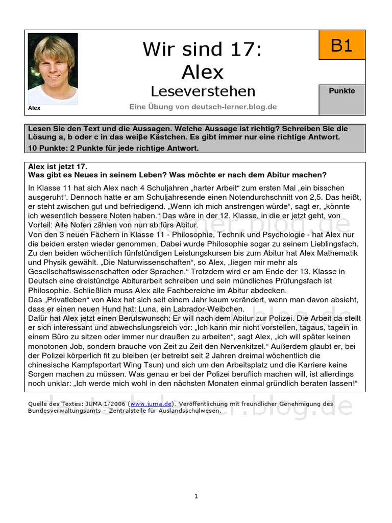 Deutsch Als Fremspache Level B1 - Lesetext | PDF