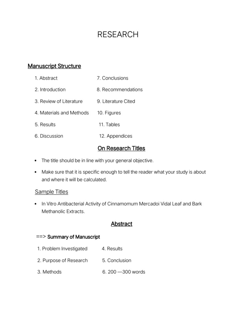 Research Manuscript Structure Guide | PDF