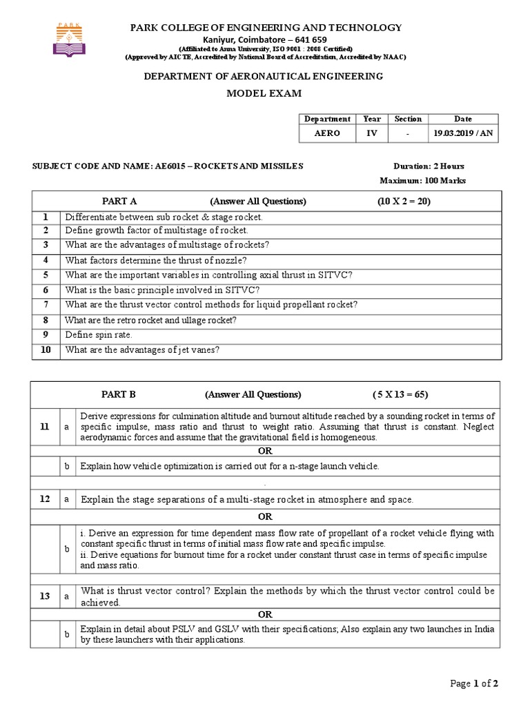 RM QP Model | PDF | Rocket | Multistage Rocket