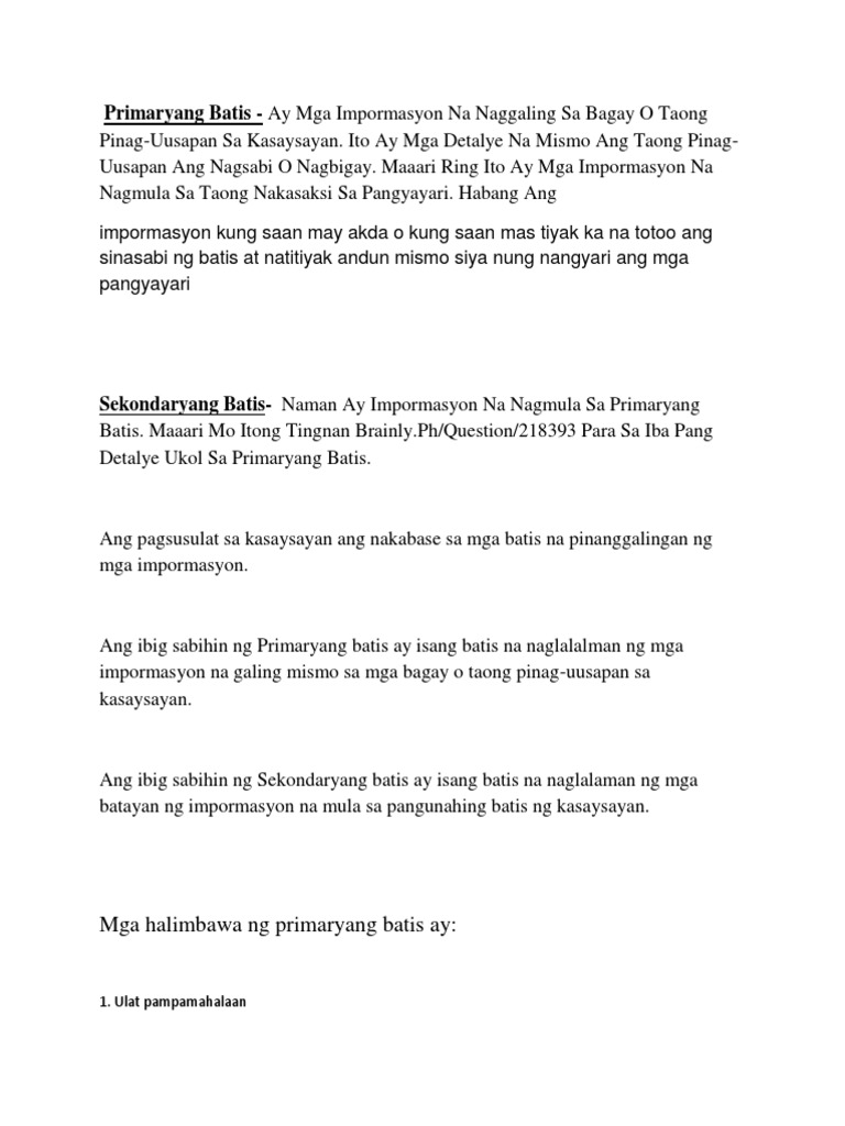 Primaryang Batis | PDF