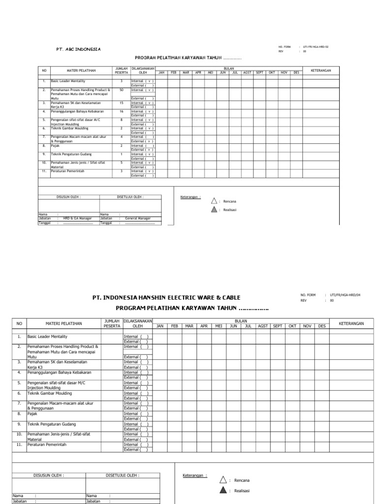 Contoh Form Pelatihan Karyawan | PDF