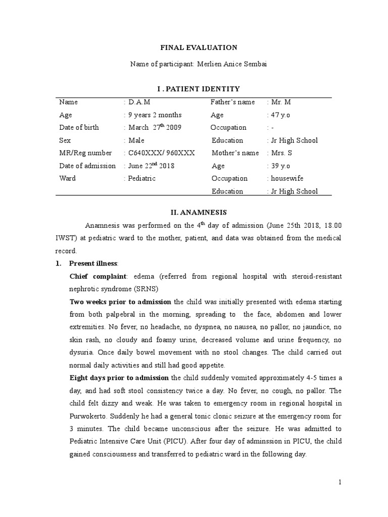 Perjalanan Penyakit 27 Juni 09.30 | PDF | Kidney Disease | Medical ...