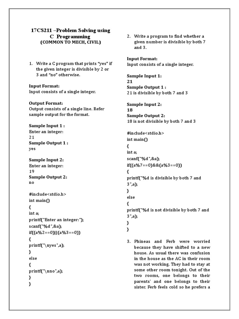 Scenario Programs | PDF | Integer (Computer Science) | Computer Programming