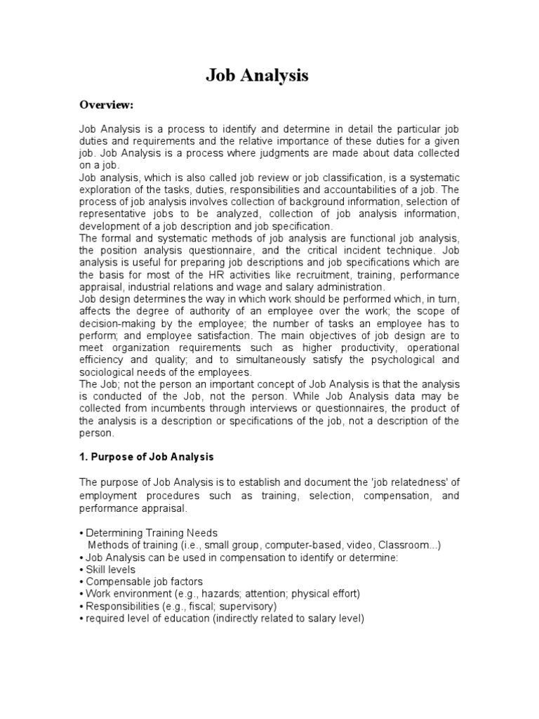 Job Analysis | PDF | Performance Appraisal | Competence (Human Resources)