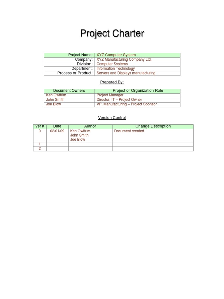 Sample Project Charter (1) | Liquefied Petroleum Gas | Project Management