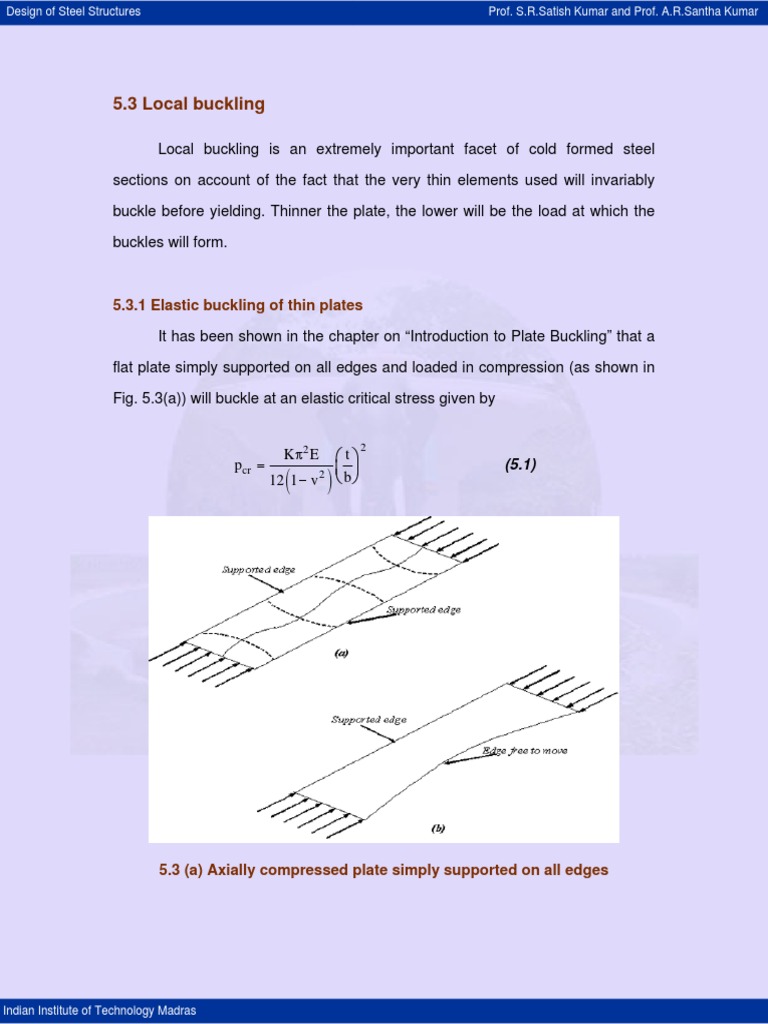 Analysis of Local Buckling Behavior of Thin Steel Plates and Effective ...