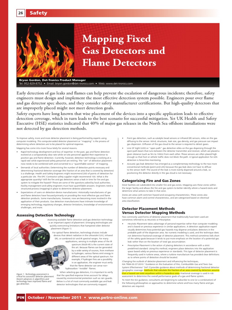 Mapping Fixed Gas Detectors and Flame Detectors: Safety | PDF ...