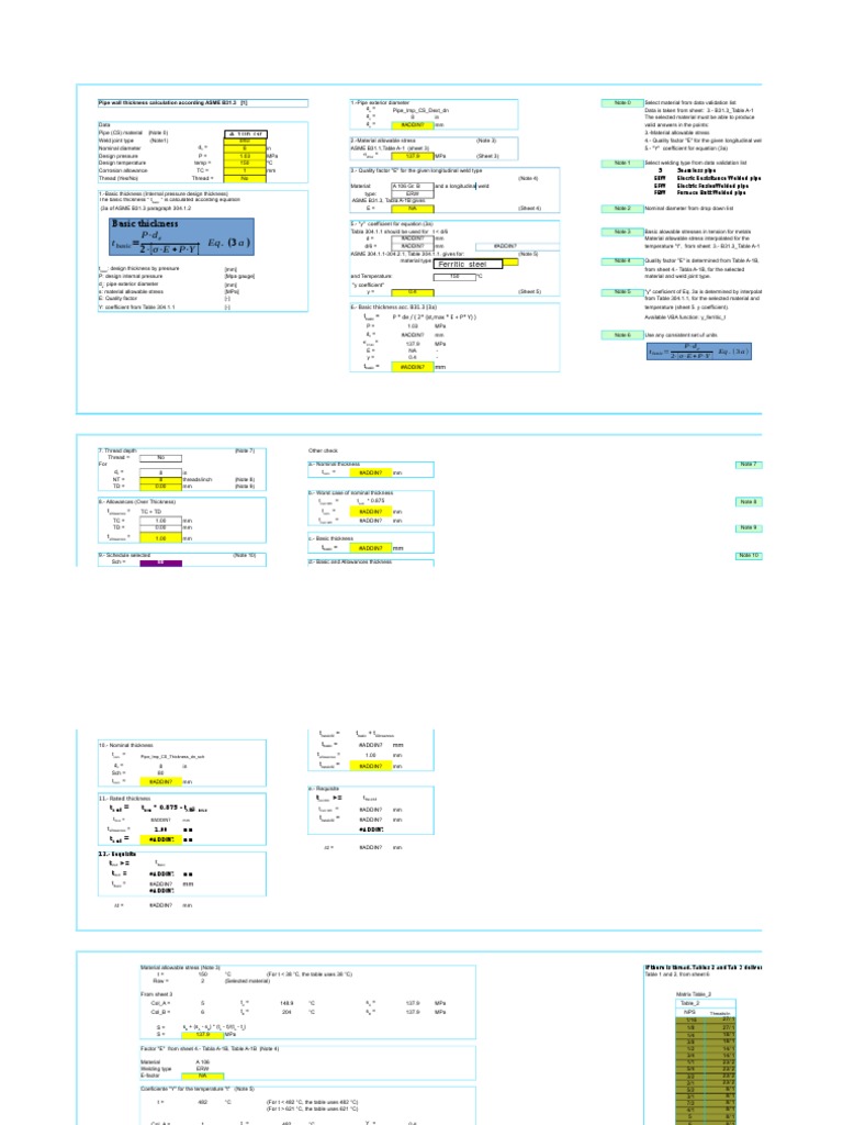 Pipes Wall Thickness Calculation According ASME B31.3 | PDF | Business