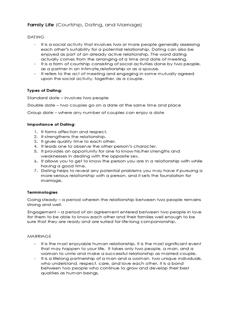 Dating | PDF | Marriage | Family