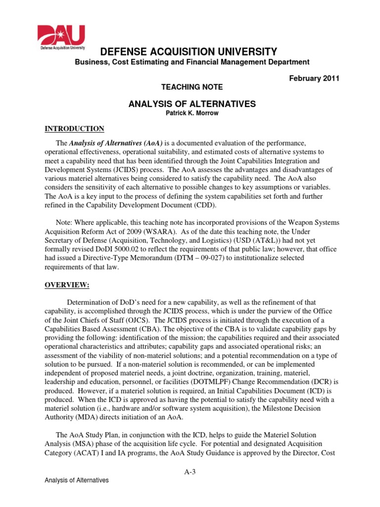 A3 Analysis of Alternatives Final | PDF | Business