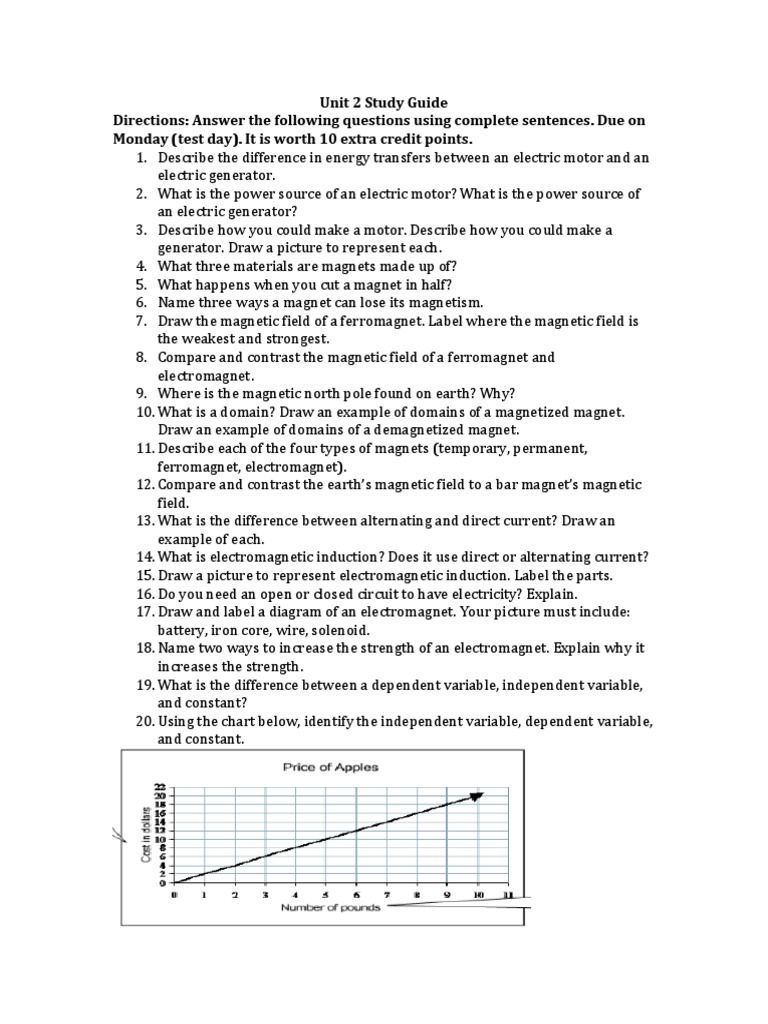 Unit 2 Study Guide Directions: Answer The Following Questions Using ...