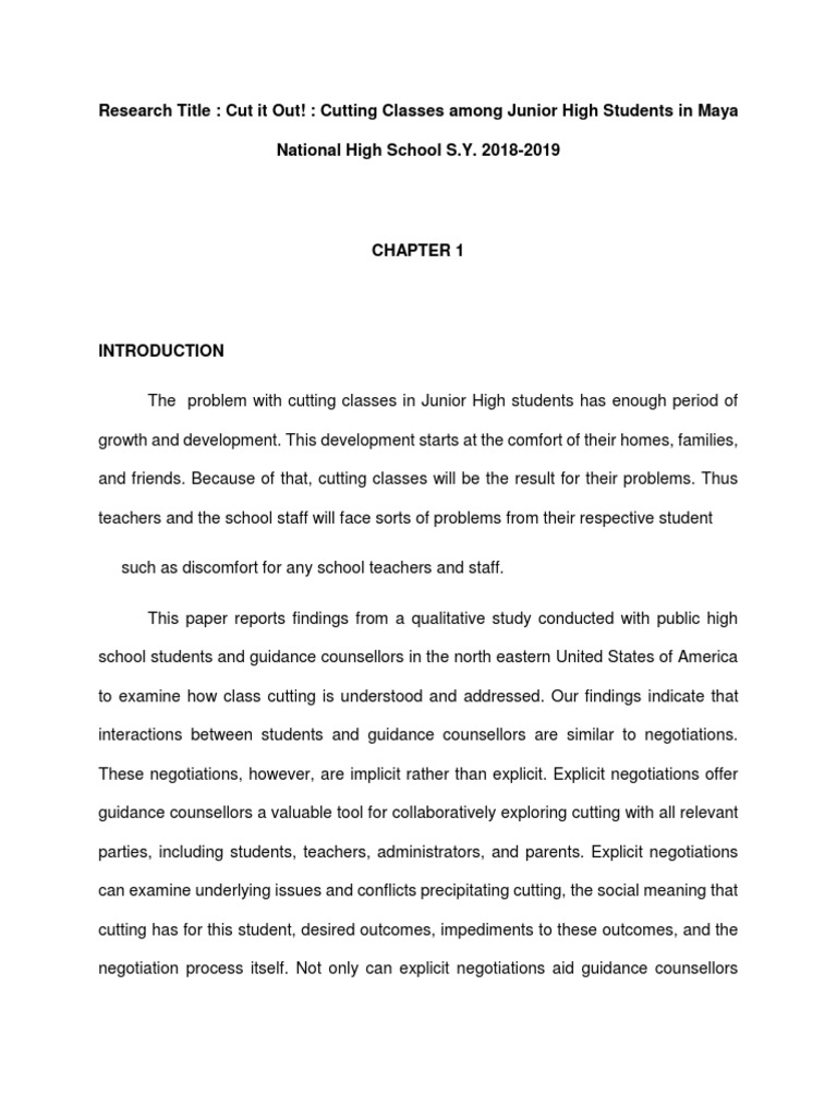 Chapter 1 : Cutting Classes Research | Reinforcement | Action (Philosophy)