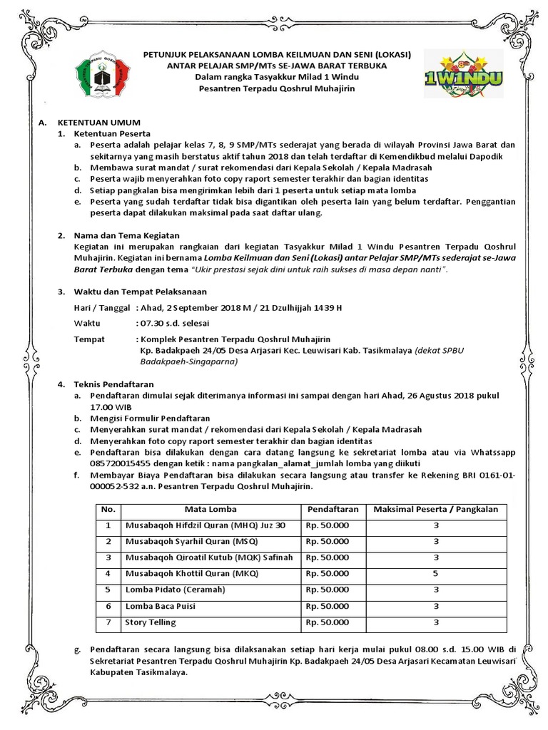 Contoh Juklas Juknis Lomba 1 | PDF