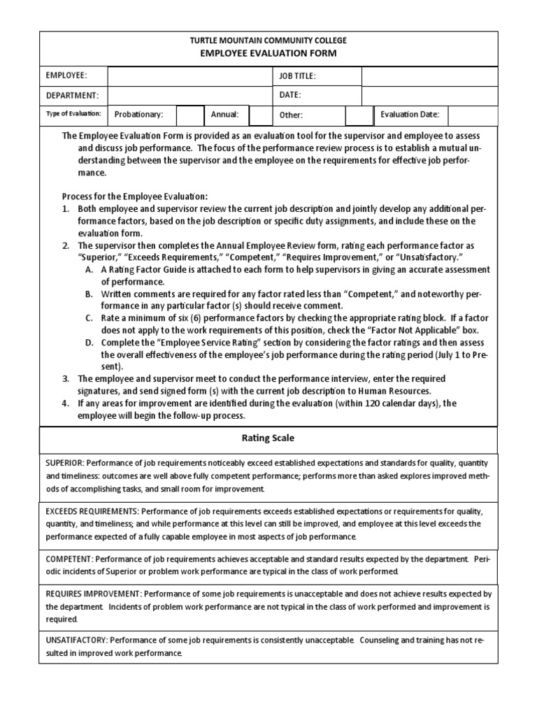 Employee Evaluation Form PDF | PDF | Performance Appraisal | Employment