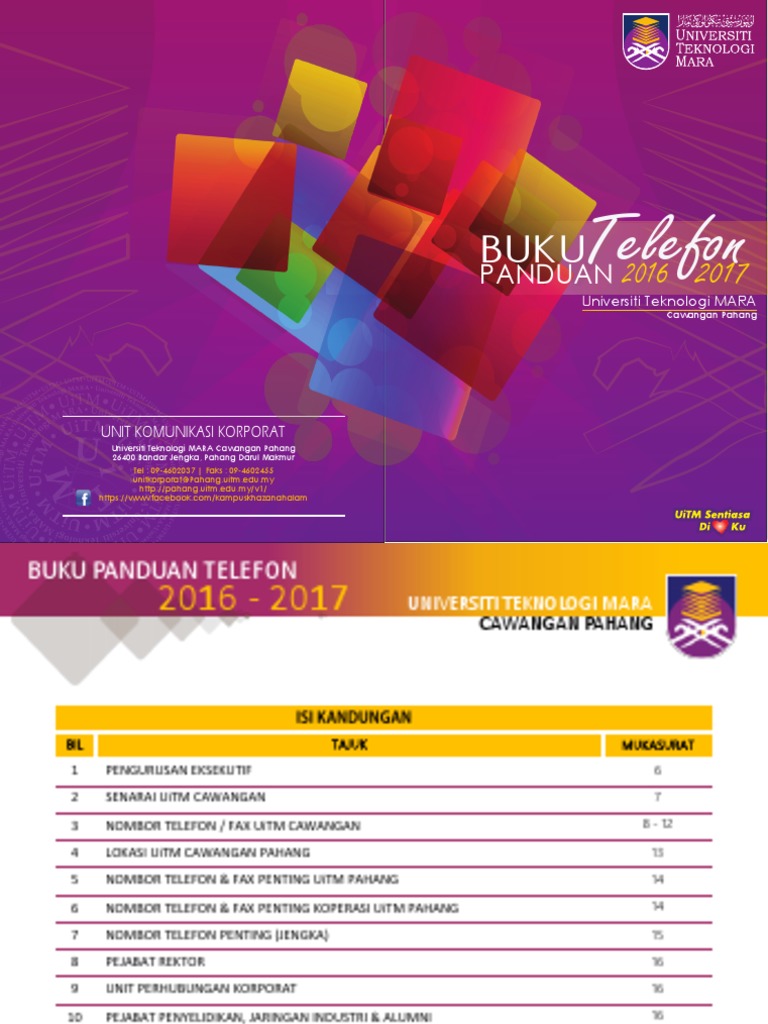 BUKU PANDUAN TELEFON UiTM PAHANG 2017 | PDF