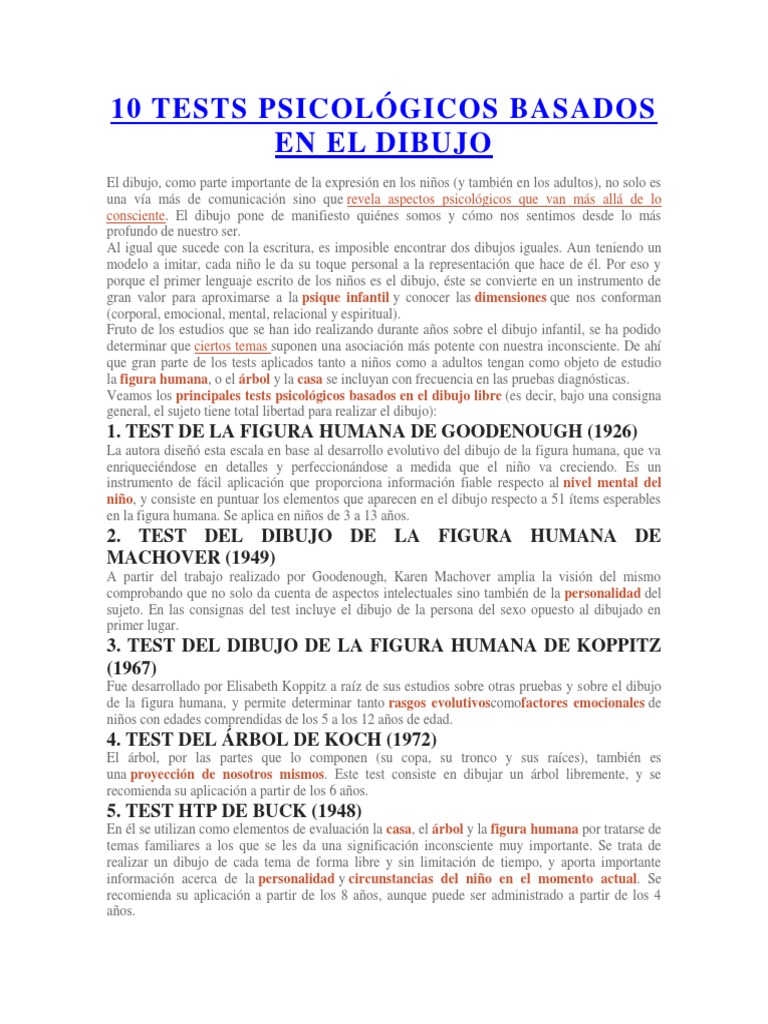 Tests Psicológicos a través del Dibujo | PDF | Dibujo | Sicología