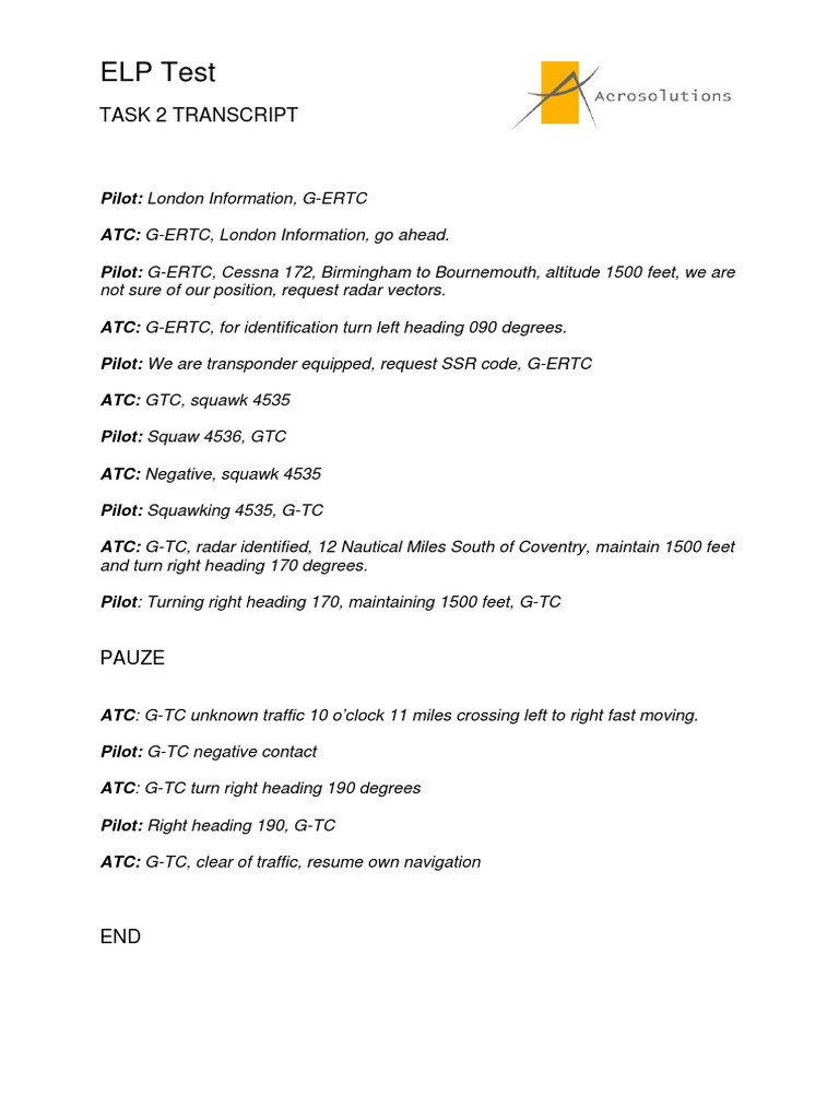 ELP Test: Task 2 Transcript | PDF