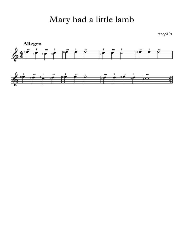 Mary Had A Little Lamb - Full Score | PDF