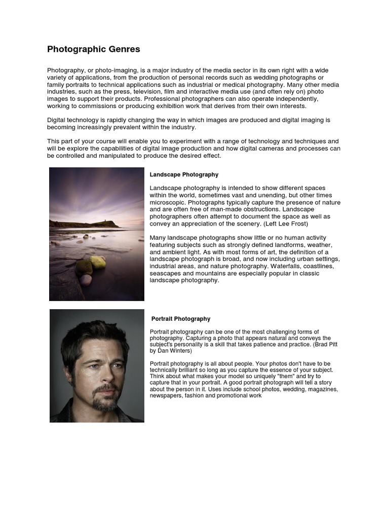 Photographic Genres: Landscape Photography | PDF | Portrait Photography ...