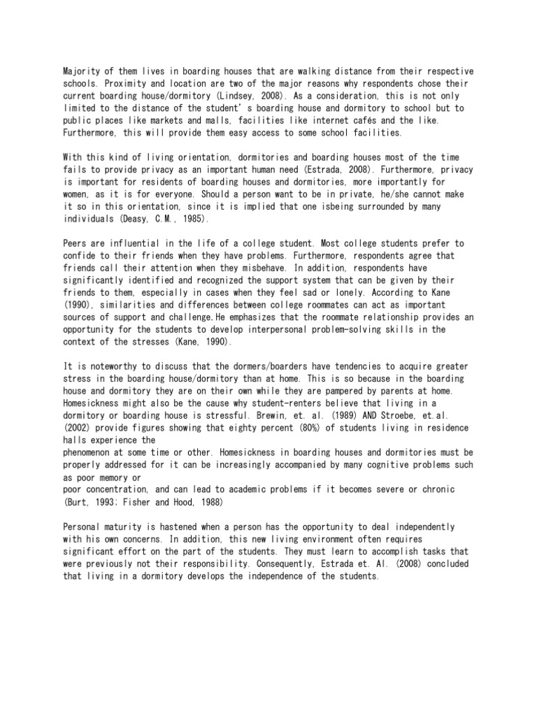 RRL | PDF | Dormitory | Behavior Modification