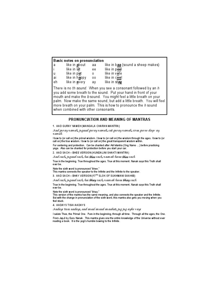 Mantras of The Master Booklet | PDF | Kundalini Yoga | Hindu Prayer And ...