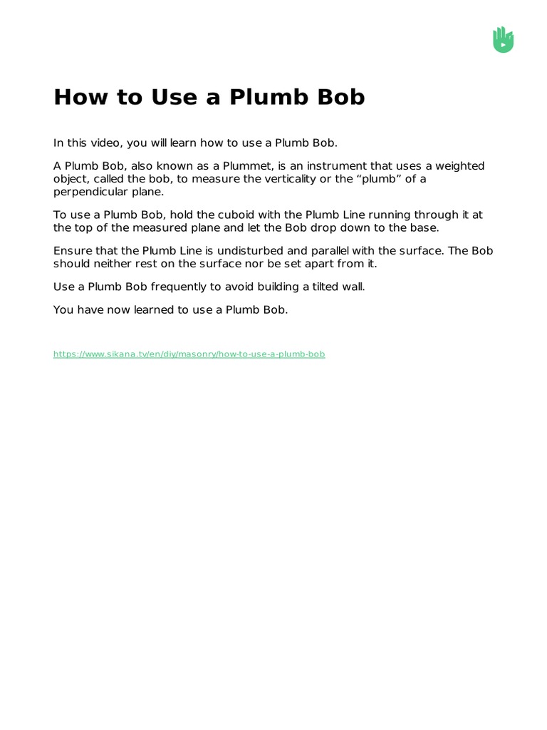 How To Use A Plumb Bob PDF | PDF