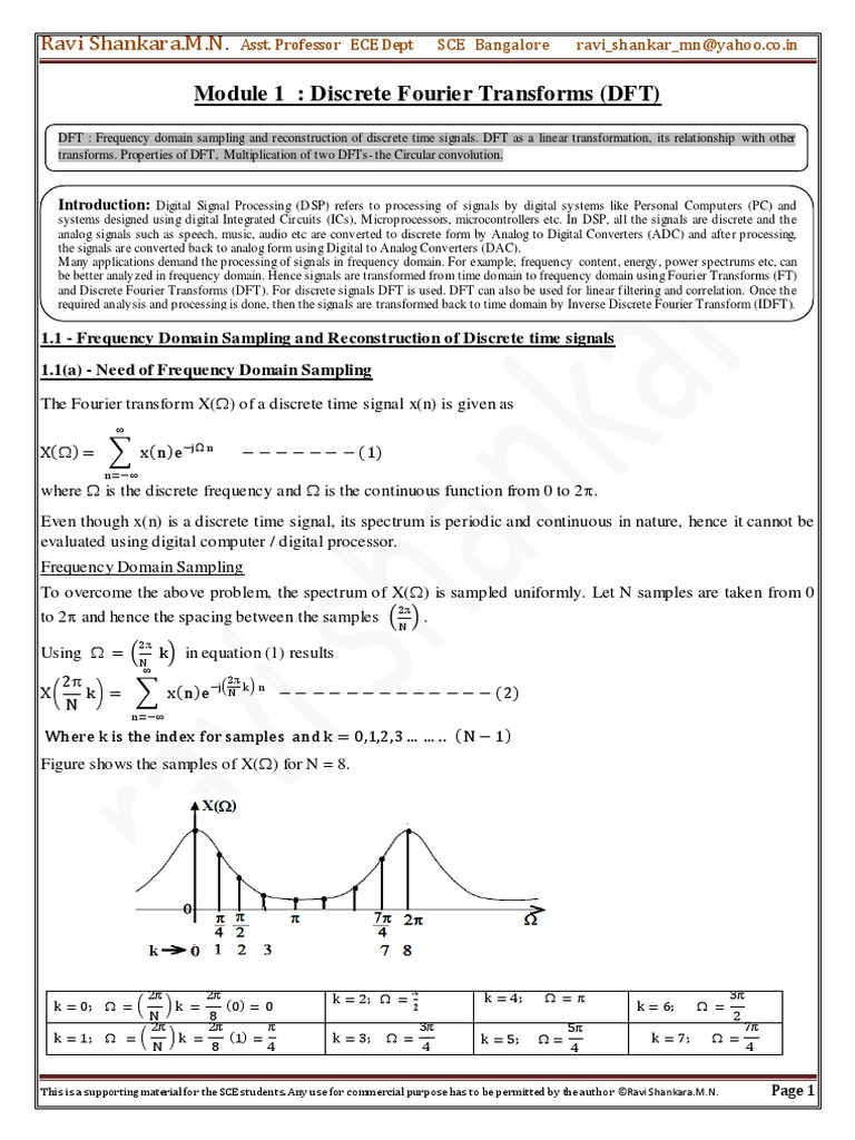 DSP - Module 1 | Download Free PDF | Discrete Fourier Transform | Digital Signal Processing