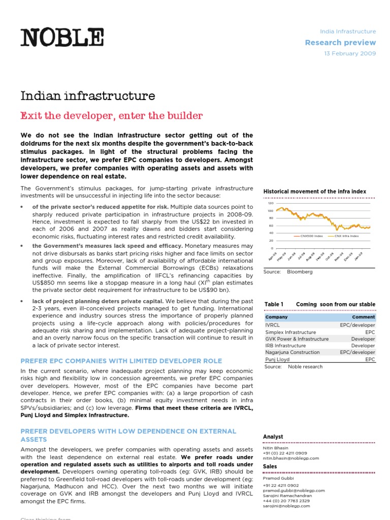 Noble Indian Infrastructure Preview 2009-02-13 | PDF | Public–Private ...
