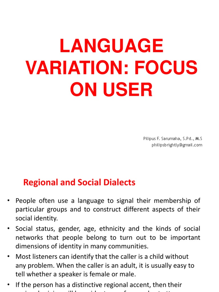 Language Variation Focus On User | PDF | Dialect | Accent (Sociolinguistics)