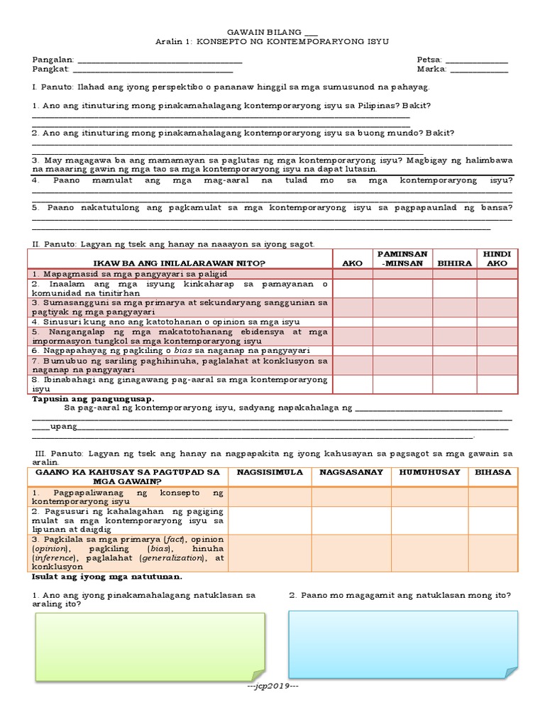 GAWAIN BILANG 1 Konsepto NG Kontemporaryong Isyu | PDF