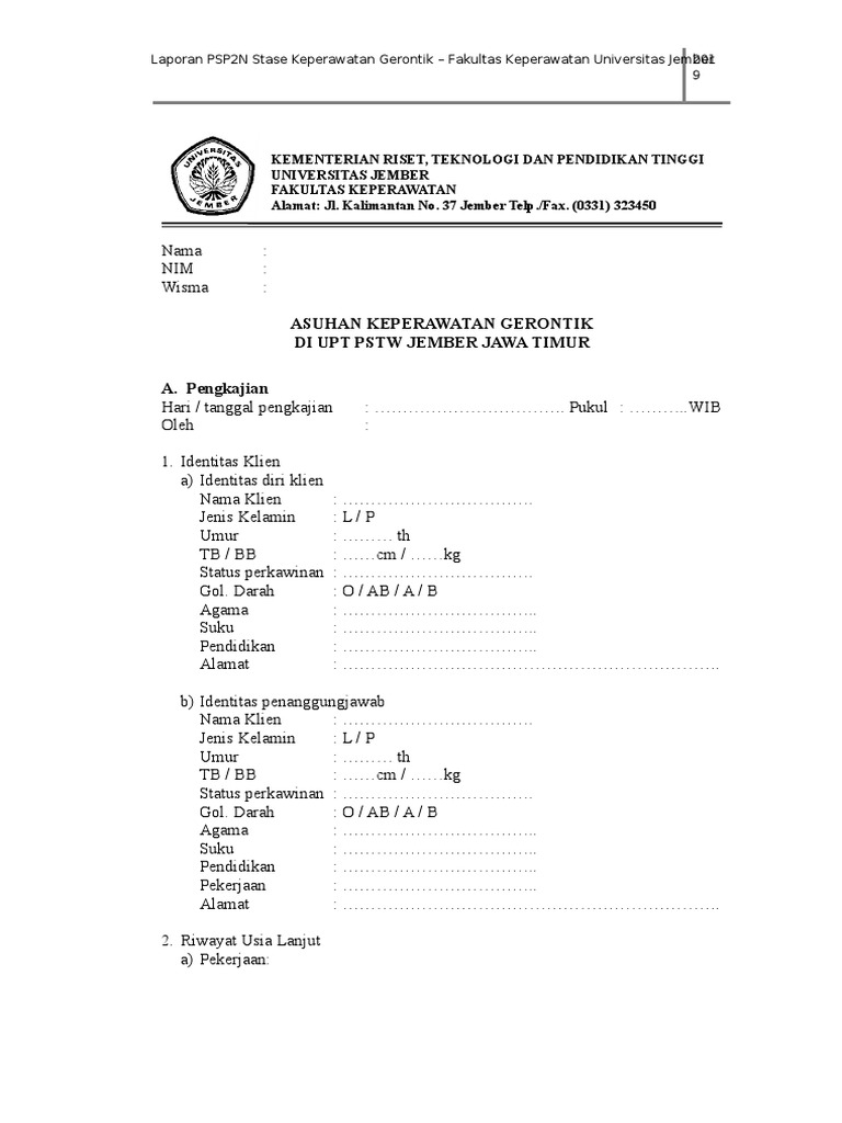 Format Pengkajian Gerontik Baru | PDF