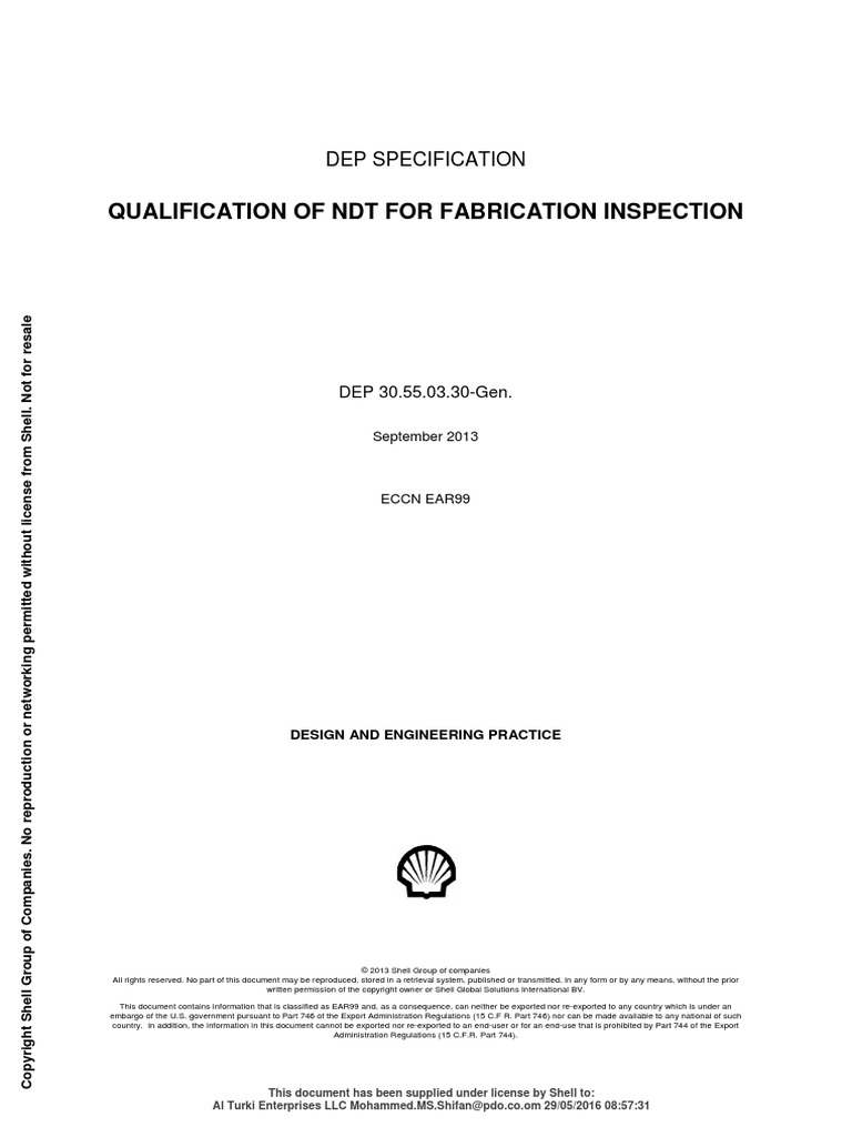 Qualification of NDT For Fabrication Inspection | PDF | Nondestructive ...
