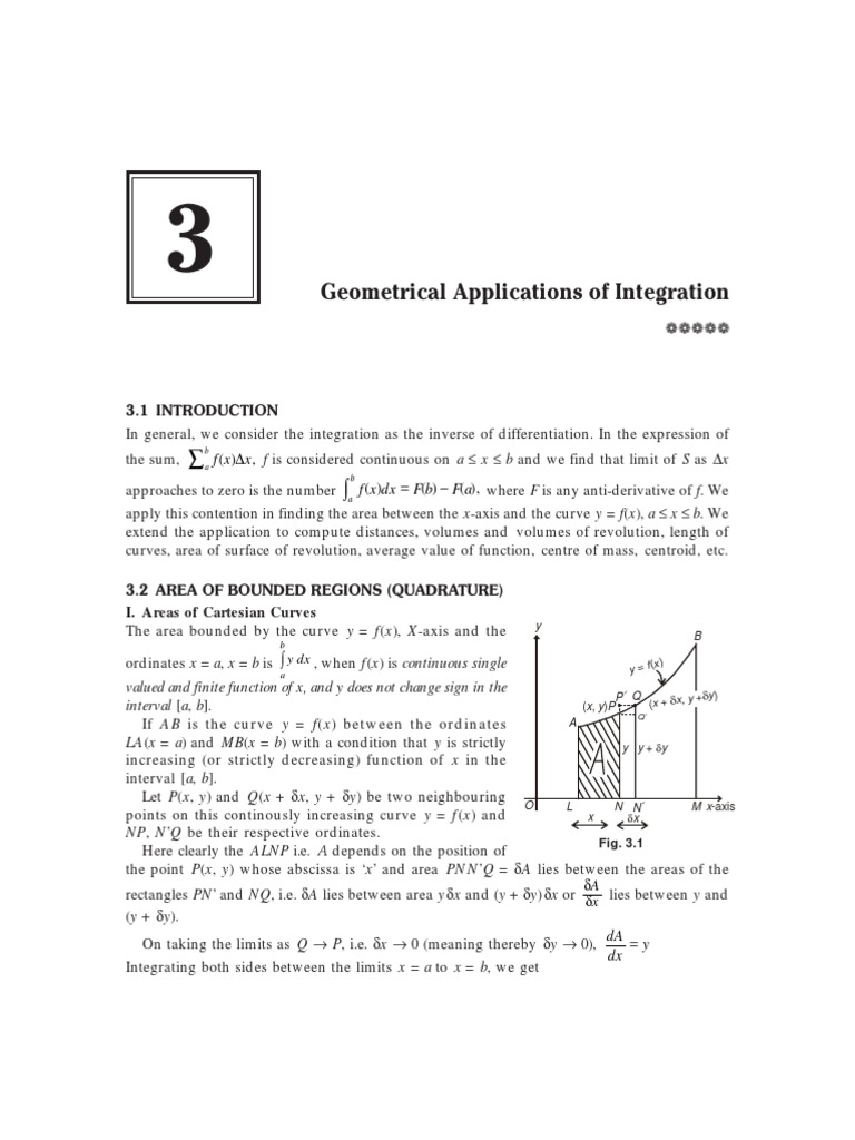 3-Geometrical Applications of Integration | PDF | Integral | Area