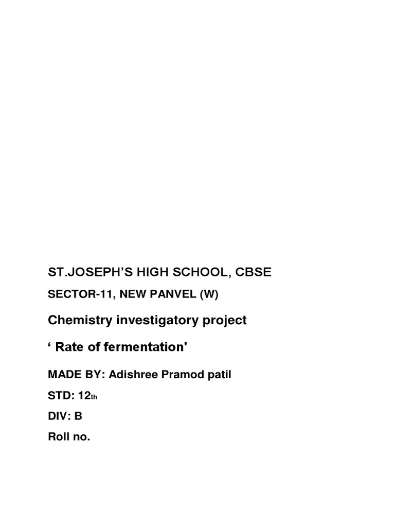 ST - Joseph'S High School, Cbse: Chemistry Investigatory Project Rate ...