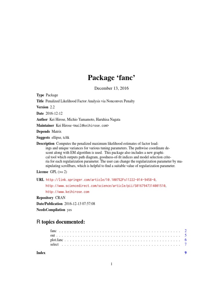 Package Fanc': R Topics Documented | PDF | Akaike Information Criterion | Degrees Of Freedom ...