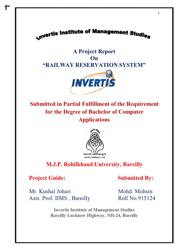 Railway Reservation System Build in Visual Basic | PDF