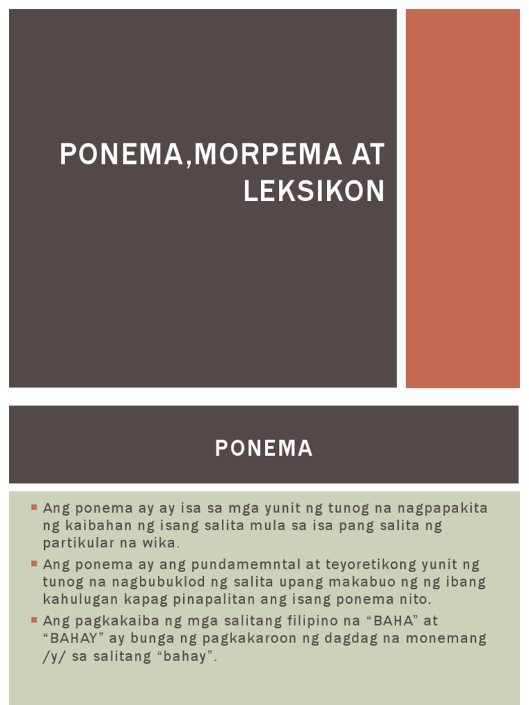 Ponema, Morpema at Leksikon | PDF