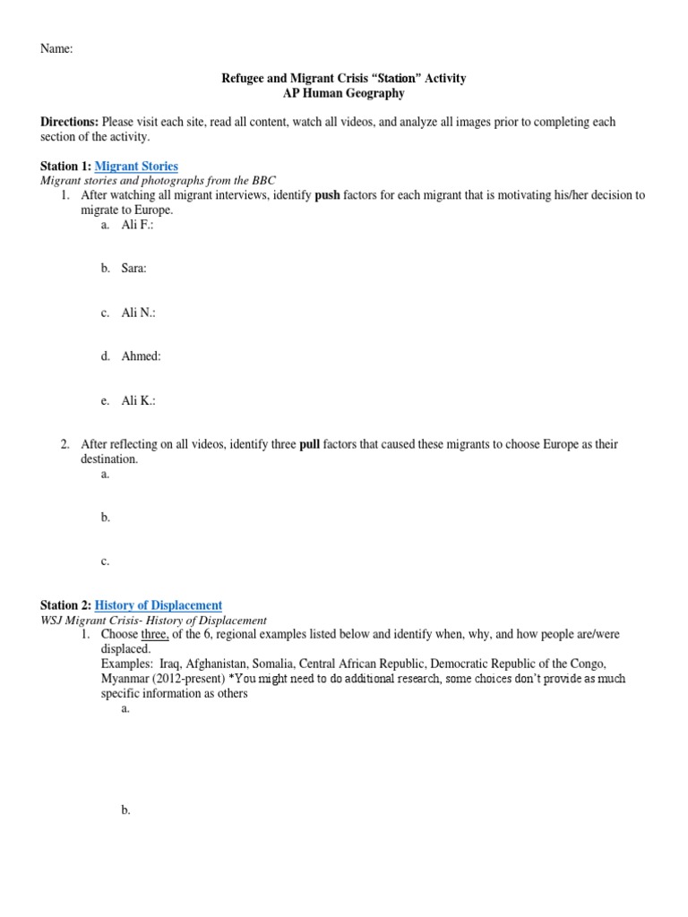 Unit 2 Webquest Updated | PDF | European Migrant Crisis | Refugee