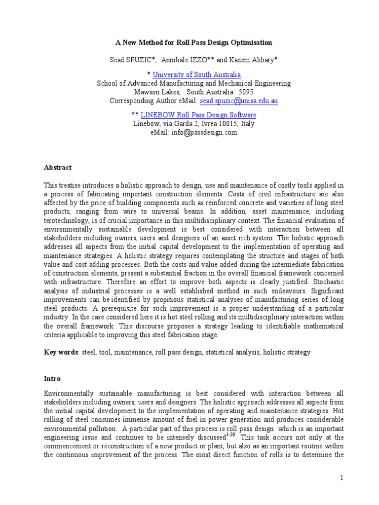 Optimizing Roll Pass Design in Steel Rolling | PDF | Rolling ...