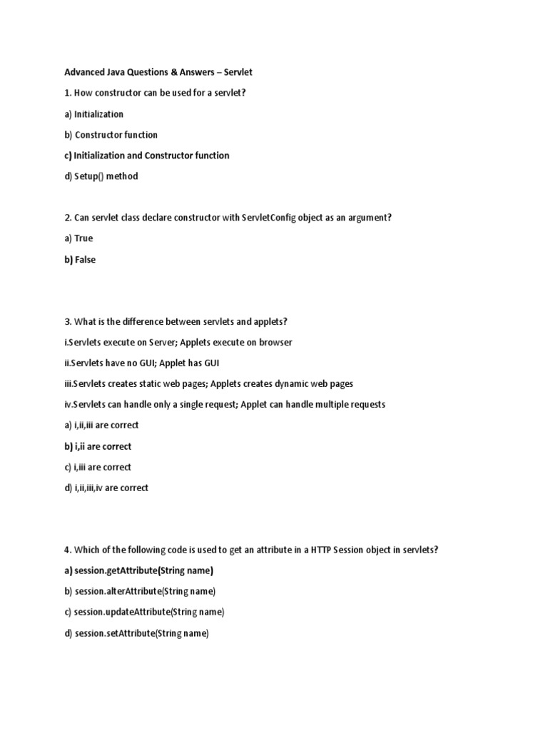 ServletJava Questions MCQ 2 PDF | PDF | Java Servlet | Internet ...