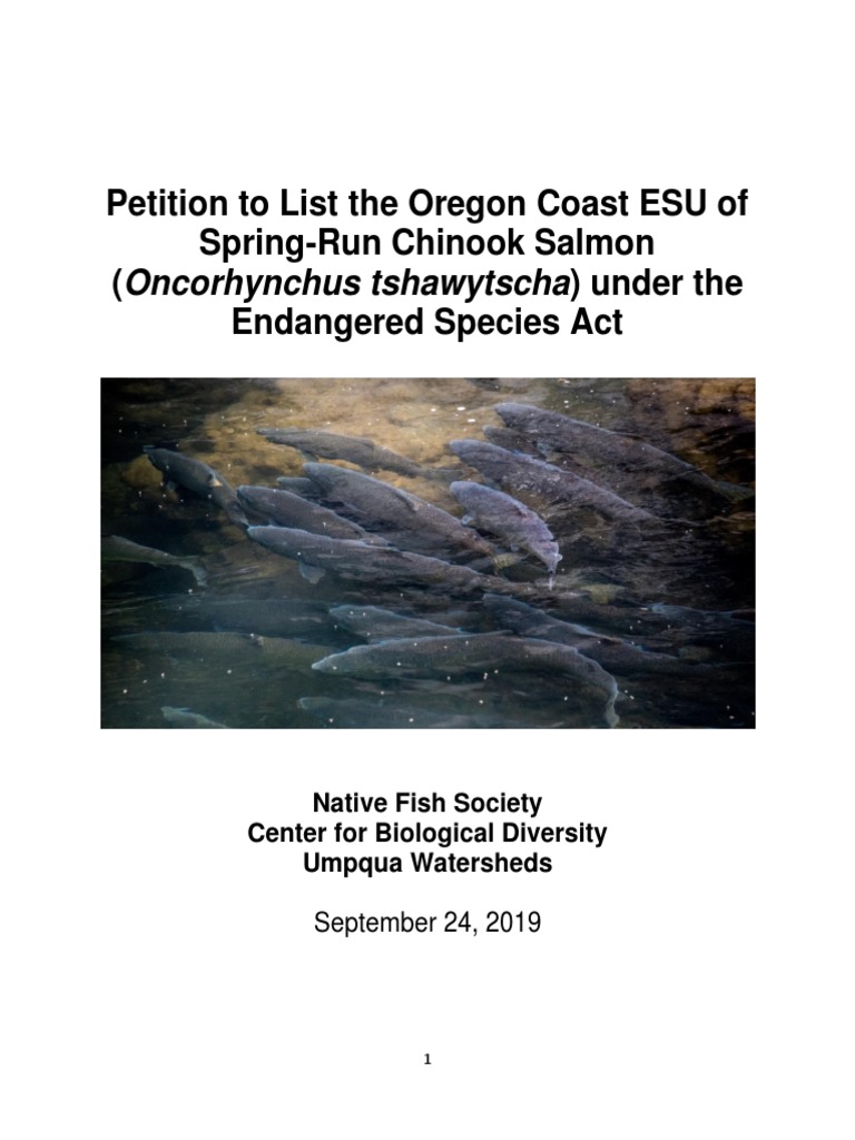 Oregon Spring-Run Chinook Petition - Final | PDF | Salmon | Spawn (Biology)