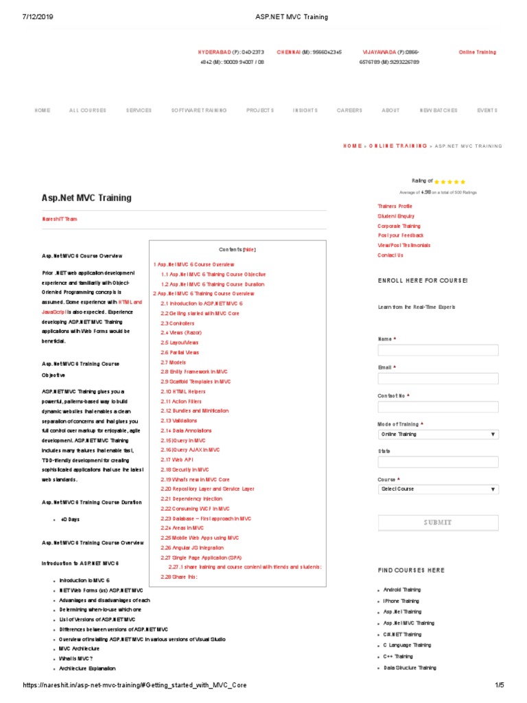 MVC Training | PDF | J Query | Model–View–Controller