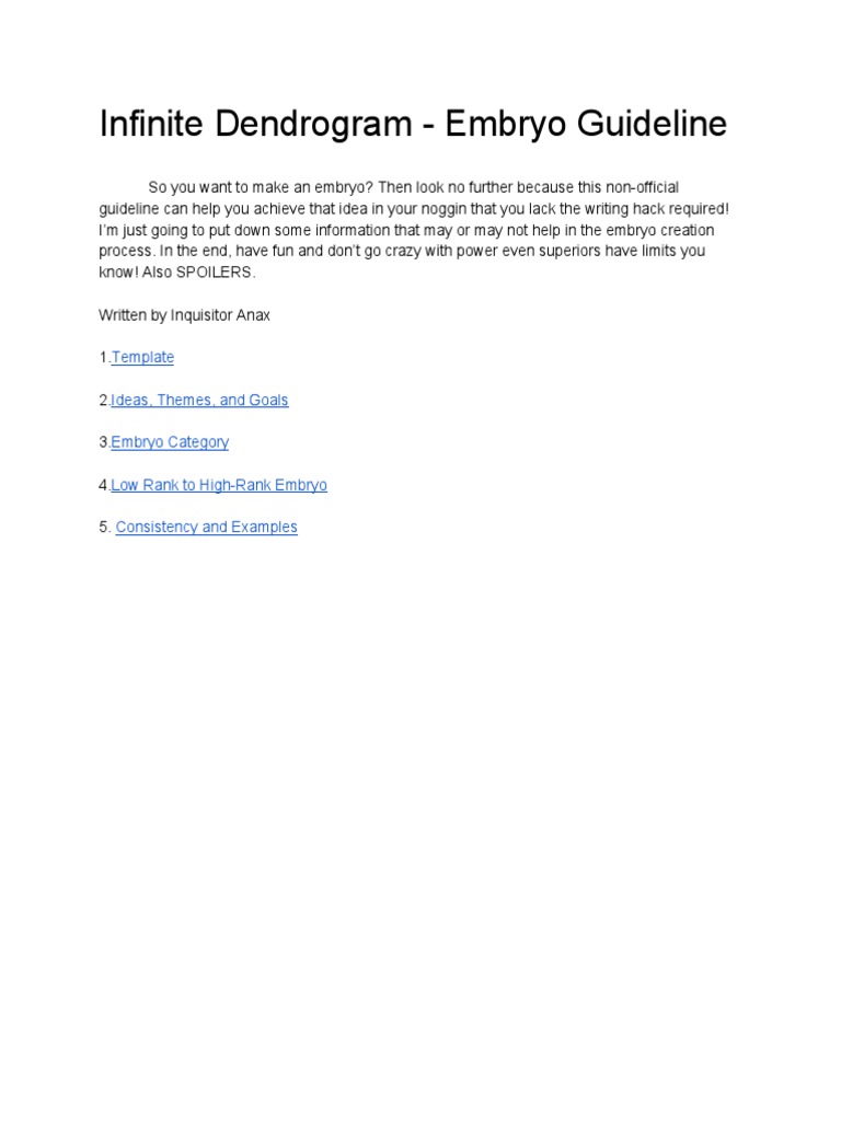Infinite Dendrogram - Embryo Guideline | PDF | Nature