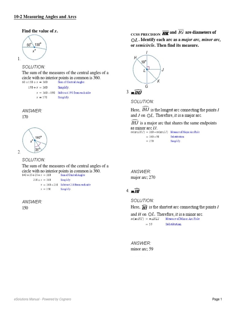 Central Angles and Arc Measures Guide | PDF | Angle | Mathematical Proof