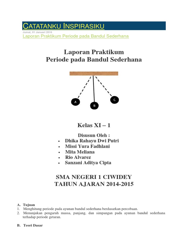 Bandul Sederhana | PDF | Sains & Matematika