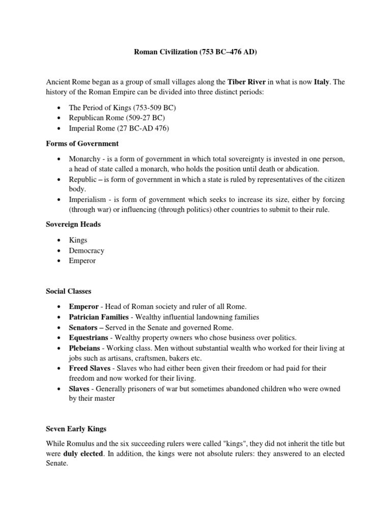 Roman Civilization Outline | PDF | Julius Caesar | Augustus