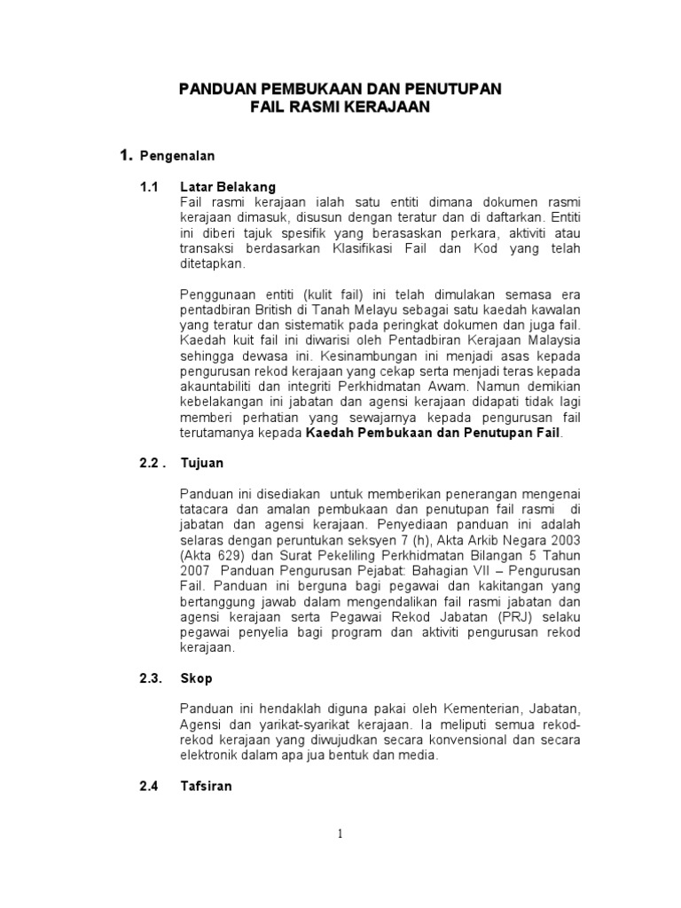 Panduan Pembukaan Dan Penutupan Fail | PDF