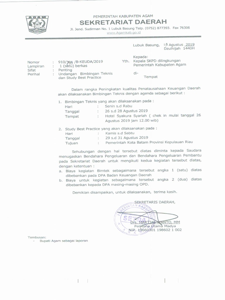 Contoh Surat Undangan Bimtek | PDF